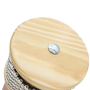 Mowind Wooden Cabasa Hand Shaker Percussion Instrument with Metal Beads for Classroom Band 3.4" Size