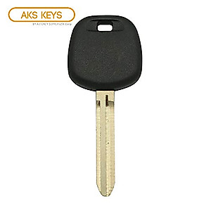 AKS Keys New Uncut Transponder Key Compatible with Toyota - 4D74 "H" TOY44H-PT