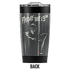 Logovision Friday the 13th Jason Ax Stainless Steel Tumbler 20 oz Coffee Travel Mug/Cup, Vacuum Insulated & Double Wall with Leakproof Sliding Lid | Great for Hot Drinks and Cold Beverages