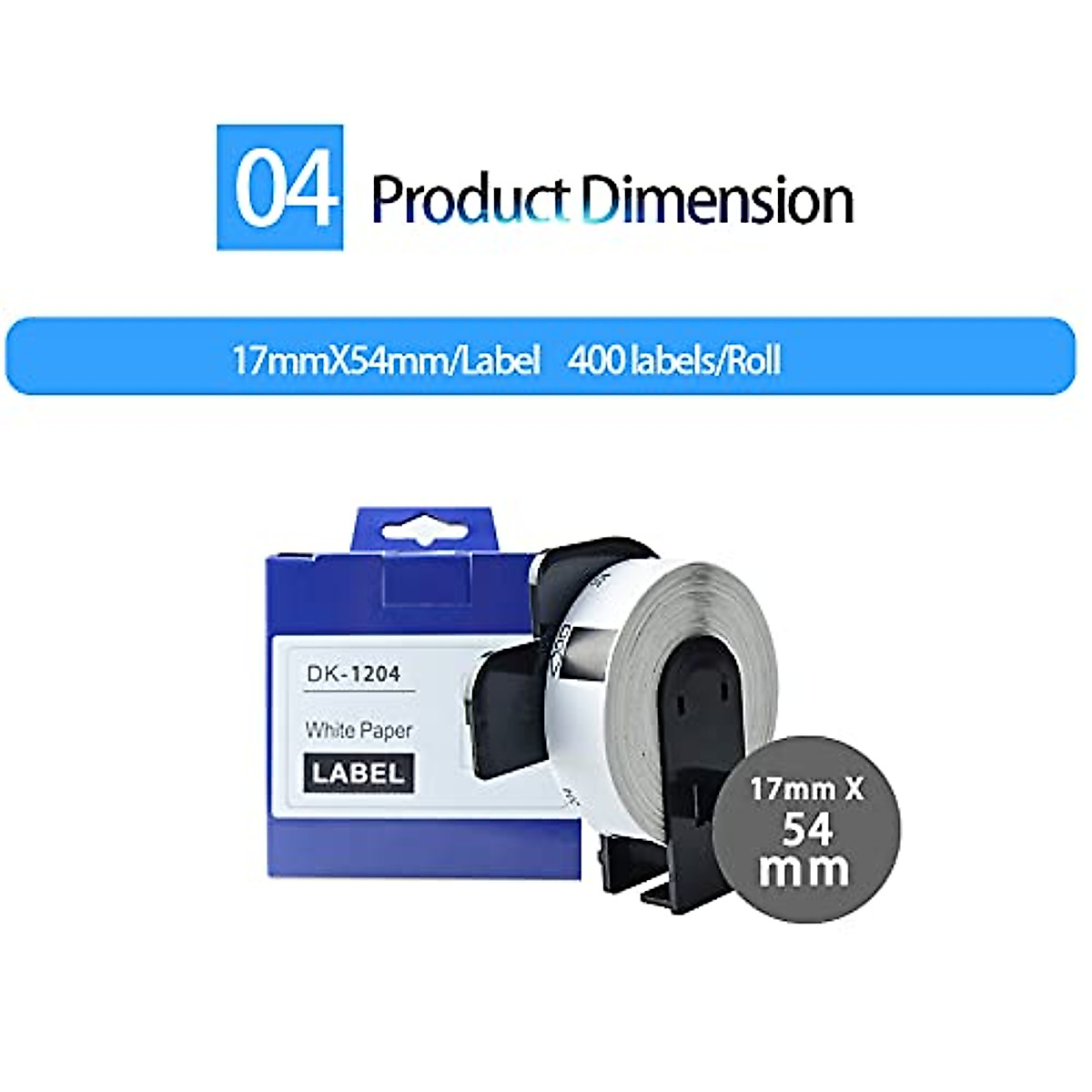 Aomya 2 Rolls Compatible Shipping Label Replacement for Brother DK-1204 Die-Cut 2/3"x2-1/8"(17mmx54mm) 400 Labels per Roll with Reusable Cartridge for QL1060N,QL700, QL720NW,QL550, QL570