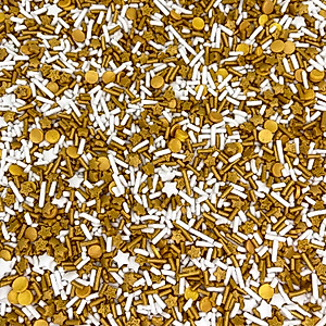 Manvscakes Sprinkles- Edible Cake and Cupcake Sprinkles with Assorted Shapes and Sizes for Parties, Metallic Sprinkle Mix for Cookies, Ice Cream, Cake and Cupcake Decorating, 4 oz, Gold sprinkles