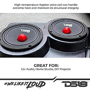 DS18 PRO-GM6B Loudspeaker - 6.5", Midrange, Red Aluminum Bullet, 480W Max, 140W RMS, 8 Ohms - Premium Quality Audio Door Speakers for Car or Truck Stereo Sound System (1 Speaker)