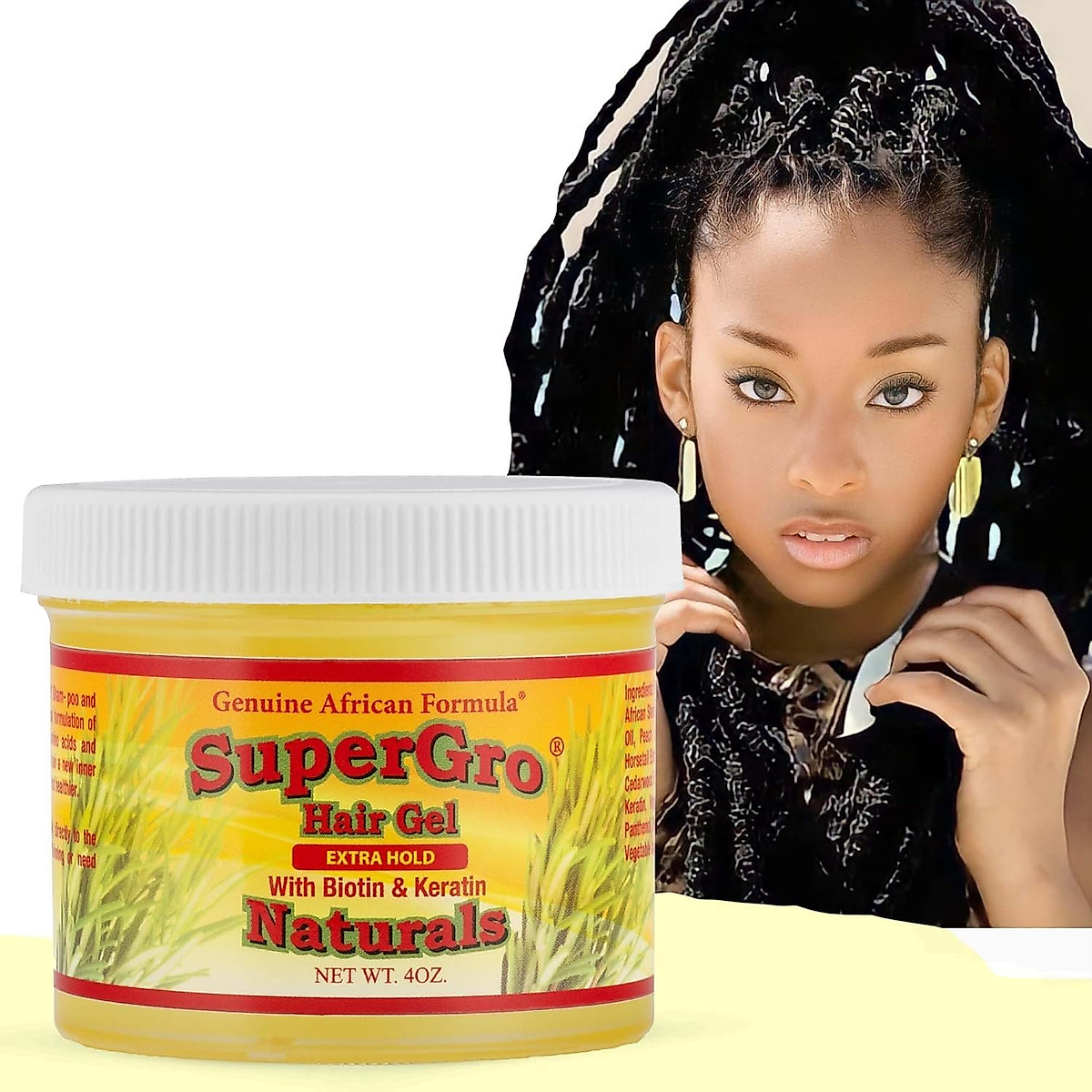 SuperGro Extra Hold Loc & Twist Gel for Natural Hair Styling – Ideal for Braiding, Retwisting Locs, and Edge Control – With Shea Butter, Biotin & Black Castor Oil – 8 oz