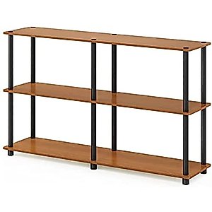 Furinno 99634LC/BK Turn-N-Tube 3-Tier Double Size Storage Display Rack, Light Cherry/Black