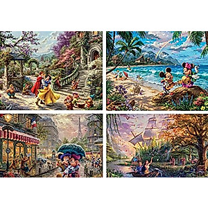 Ceaco Thomas Kinkade The Disney Collection 4 in 1 Multipack & Thomas Kinkade The Disney Dreams Collection 4 in 1 Multipack Lion King, Peter Pan, Princess & The Frog, & Jungle Book Jigsaw Puzzles