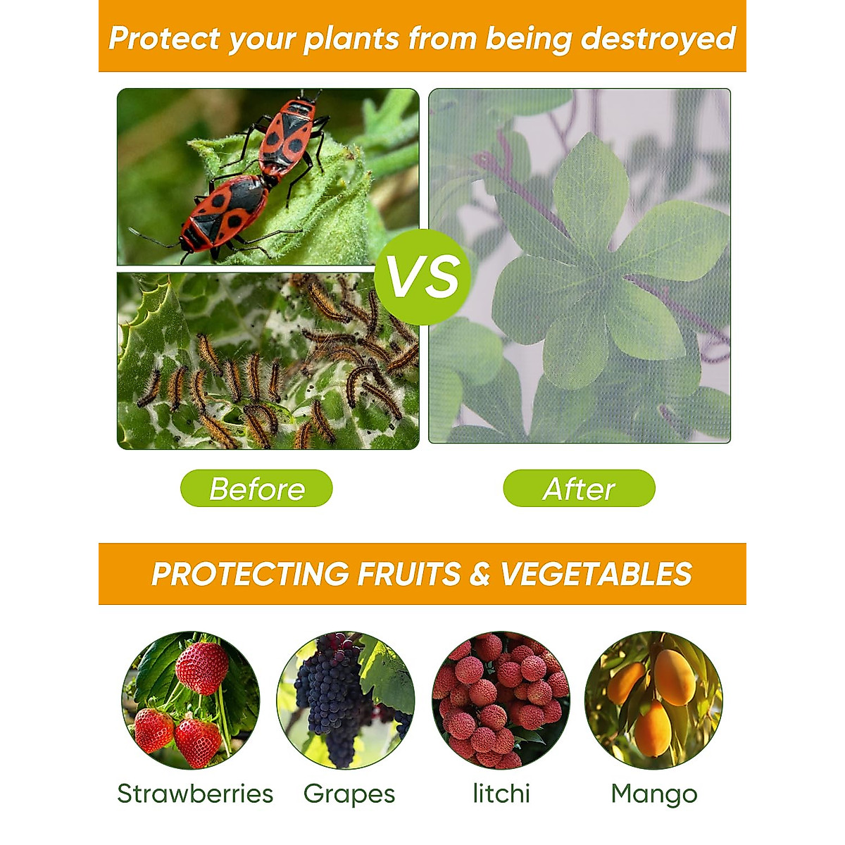 Bird Netting for Blueberry Bushes - 6Pcs Garden Netting Pest Barrier with Drawstring,Garden Plant Netting for Vegetables Fruits Tree Cicada Netting for Trees (6,32x32inch/6PACK)