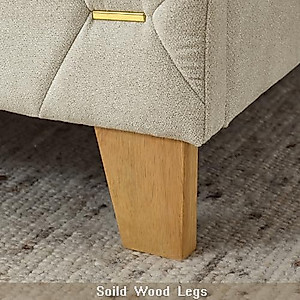 Klwenas Maec Queen Size Bed Frame,Modern Fabric Platform Bed Frame with Outlet & USB Ports,Storage Headboard,Heavy Duty Mattress Base,Wooden Slat Support,No Box Spring Needed (Beige, Queen)