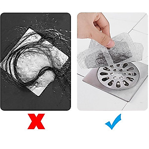 50 Packs 4" X 4" Disposable Shower Drain Cover Hair Catcher Shower Drain Mesh Stickers, Bathroom, Laundry, Bathtub, Kitchen, Sink, for Human and pet Hair