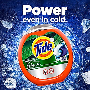 Tide Power Pods Laundry Detergent Pacs with Febreze Freshness with Odor Eliminators, Botanical Rain Scent, 45 Count