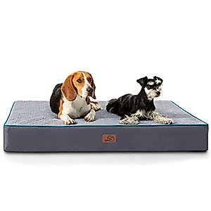 Bedsure Orthopedic Dog Bed for Extra Large Dogs - XL Memory Foam Dog Beds, 2-Layer Thick Pet Bed with Removable Washable Cover and Waterproof Lining (44x32x4 Inches), Grey