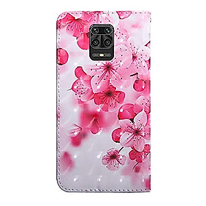EMAXELER Xiaomi Redmi Note 9 Pro Case 3D Full Stylish Premium PU Leather Wallet Flip Shockproof Bookstyle Magnetic Cover with Cards Slots Holder Stand for Redmi Note 9 Pro Max Cherry Blossoms BX.