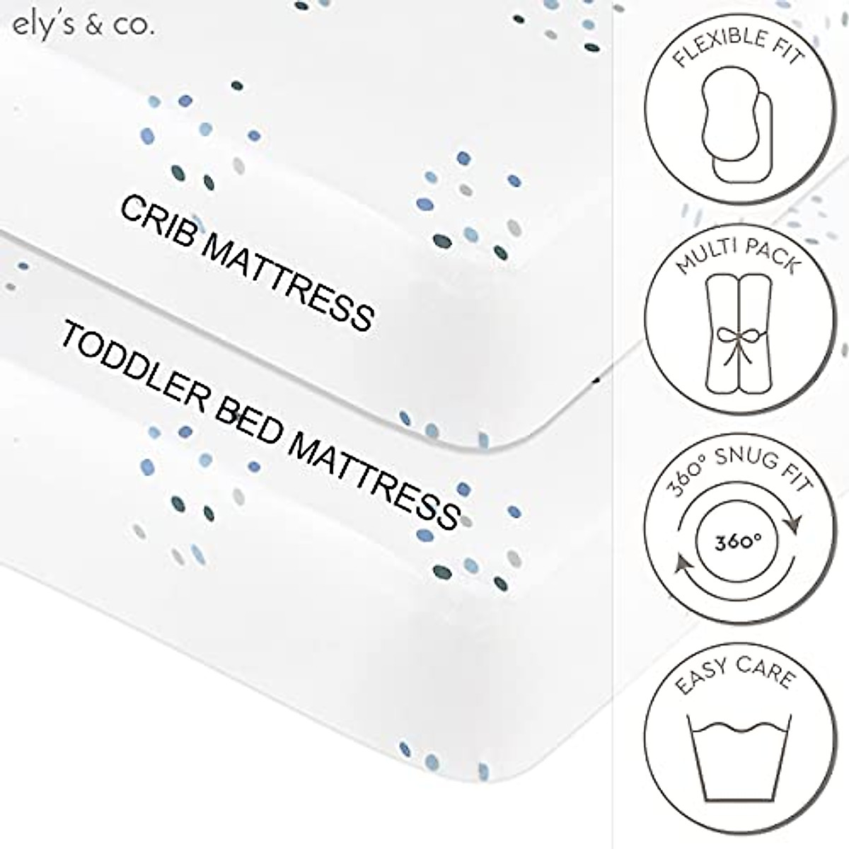 Ely’s & Co. Crib Sheet 1-Pack Combed Jersey Cotton for Baby Boy — (Blue Raindrops)