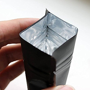 QQ Studio 100 Matte Black Metallic Foil Zip Top Lock Flat Bags Pouches Outer Size 7.5x10cm (3x4)