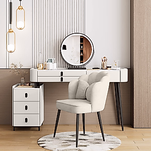 GruiGevi Luxury Vanity Desk, Vanity Table Made of Solid Wood, Features Modern Sintered Marble Top, Touch Screen HD Mirror, Vanity Set 6 Drawers
