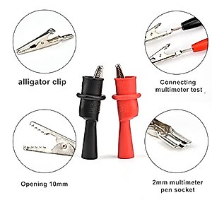Multimeter Alligator Clips Set, 6PCS Silicone Alligator Clip Test Kit, Banana Test Lead Probe Clip, Test Extension Suitable Used in Laboratory Electric Testing Work and Cable Lead Clip