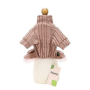Fitwarm Knitted Dog Tulle Sweater Dress, Dog Winter Clothes for Small Dogs Girl, Cat Apparel, Pink, XS