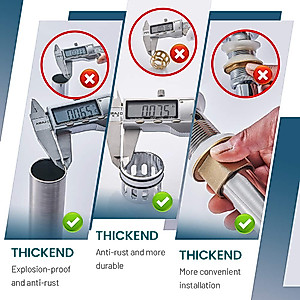 REGALMIX Vessel Sink Drain, Bathroom Faucet Vessel Sink Pop Up Drain Stopper Without Overflow Brushed Nickel, Built-in Anti-Clogging Strainer,Fits Standard American Drain Hole1-1/2 to 1-3/4",R085B-BN