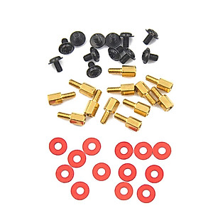 Sara-u 20Pcs Golden Motherboard Riser+Screws Computer Red Washers 6.5mm 6-32-M3 Gasket