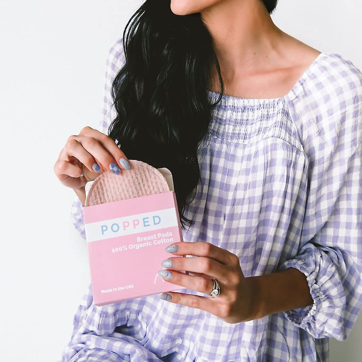 Popped Organic Cotton Breast Pads | Reusable and Washable Nursing Pads | Extra Absorbent Breastfeeding Pads | 1 Day Pair, 1 Night Pair (Pink, 4.5")