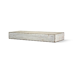 American Art Décor Rustic Whitewashed Wood Floating Wall Shelf Vintage Farmhouse Decor - Small