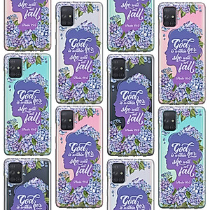 Cavka Phone Case Compatible with Samsung Galaxy A73 A72 5G A71 A54 A52 A42 A34 A32 A14 A11 Print Hydrangea Flowers. Quote Flexible Bible Verse Slim God is within her she will not fall Psalm 46:5