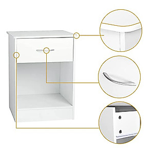 TUSY 2 PCS White Nightstand with Drawer, Bedside Table Side Table for Small Place, Bed Table End Tables for Living Room Bedroom, File Cabinet Storage with Sliding Drawer and Shelf