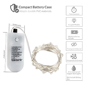 6 Pack Fairy Lights Battery Operated with Timer 2PCS Remote 6.5ft 20LED Warm White Twinkle Lights Waterproof Silver Wire Fireflies lights DIY Mason Jar Wedding Party Christmas Centerpiece Table Deco