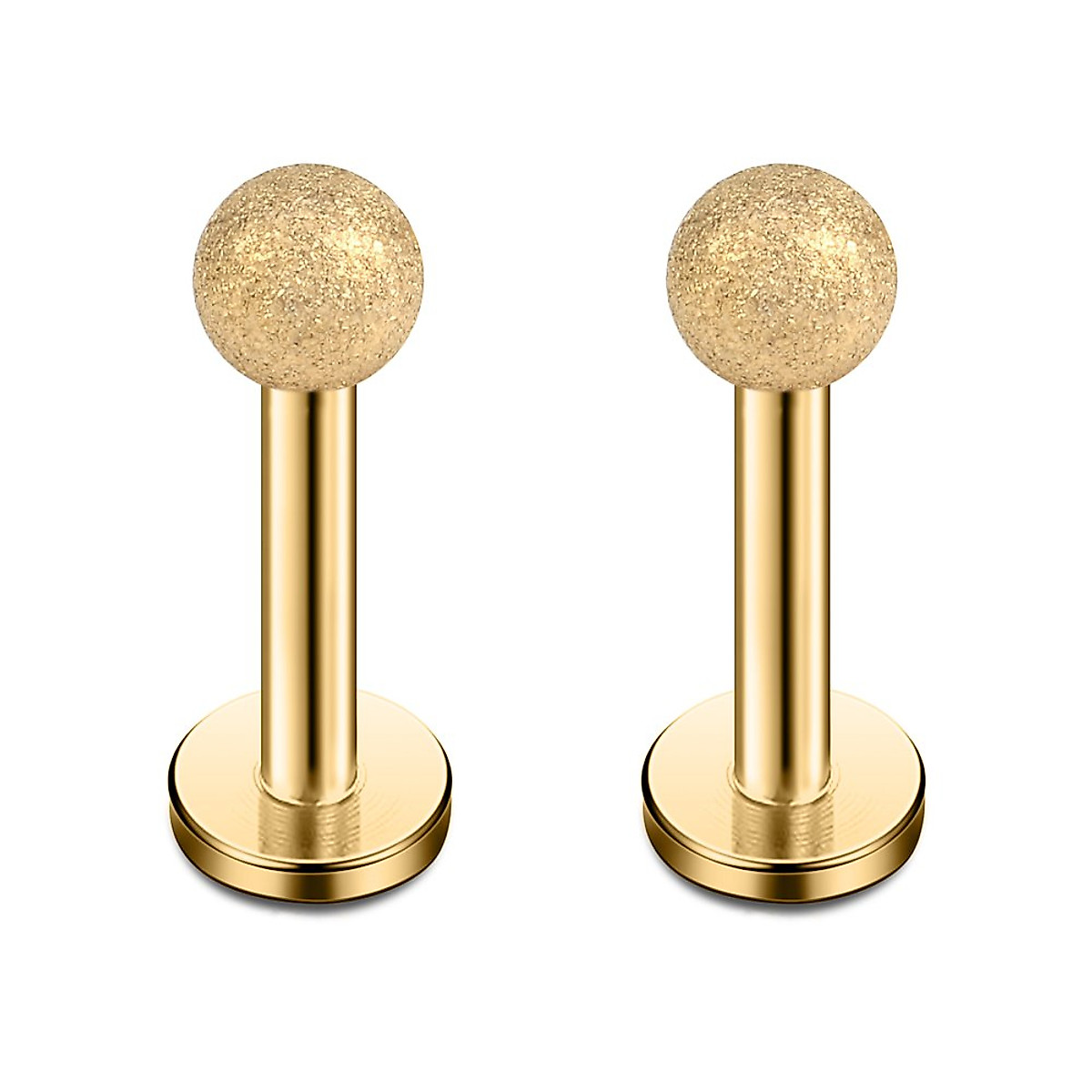 Ruifan 8PCS 16G 3mm Shiny Ball & Matte Ball & AB Crystal Ball & Clear CZ Labret Monroe Lip Ring Tragus Helix Earring Stud Barbell Piercing Jewelry 8mm - Gold