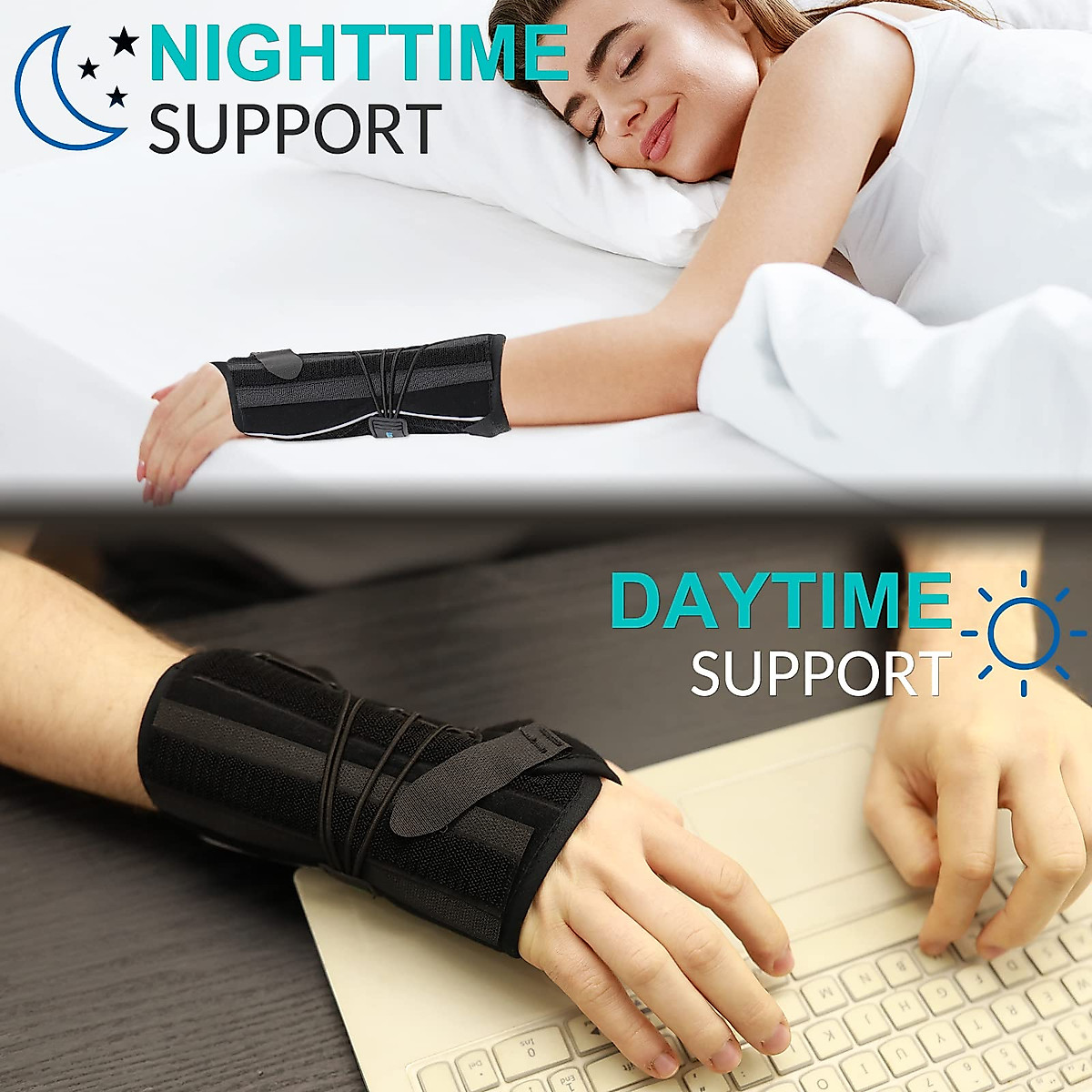 TANDCF bestlife Unisex Universal Wrist Lacer Wrist Brace for Carpal Tunnel Syndrome & De Quervain’s Syndrome,Adjustable Night Wrist Support Brace with Splints Right Hand For Women & Men,Great for Wrist Pain,Sprain,Sports Injuries,Joint Instability,Arthrit