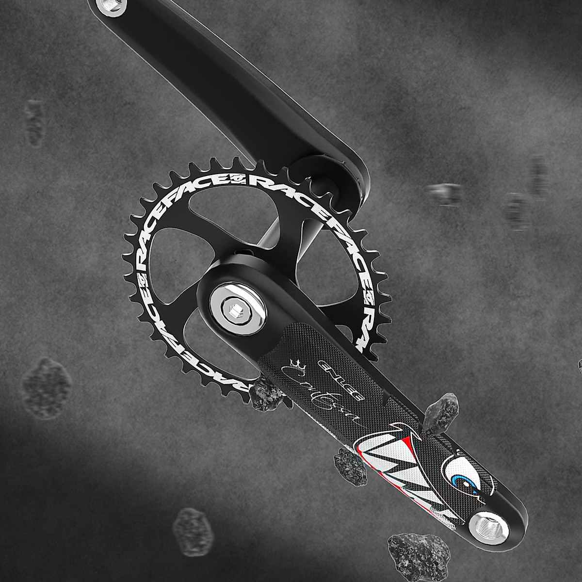 ENLEE One Pair Mountain Bike Stickers, Bicycle Frame Protector for Bike Cranksets/Bicycle Handlebar (for Crankset/Black)