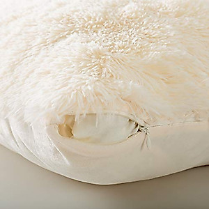 Reafort Luxury Long Hair, PV Fur, Faux Fur Body Pillow Cover/Case 21inx54in with Hidden Zipper Closure (Cream, 21inX 54in Pillow Cover)