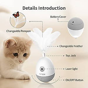 PETGEEK Laser Pointer Cat Toy, Interactive Cat Toy for Kitten Toys, Cat Laser Toy with Bird Squeaky, Automatic Cat Toy with Cat Wand Replacement, Cat Toys for Indoor Cats