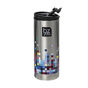 BZYOO Brew 12oz Stainless Vacuum Insulated Skinny Tumbler Coffee Drinking Mug Water Thermal Bottle with Leak Proof Lid for Everyday Use Holiday Gifts (La La Mandala Dusty Pink)