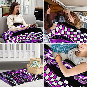 Eccustomized Custom Car Blankets for Boys - Breathable Cozy Black Throw Blanket - 30"x40" Inches Small Blanket for Living Room & Office - Funny Blanket Throws Gift