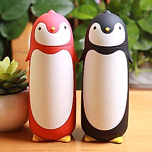 ChezMax Penguin Vacuum Thermos Stainless Steel Water Bottle Travel Mug Flask for Kids Children Student 9.5oz blue