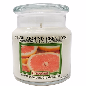 Premium 100% Soy Apothecary Candle - 16 oz.- Grapefruit: A True-to-Life Blend of ripe, Tangy Grapefruit ; an Exotic Fruit That is citrusy.