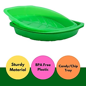 12 Pcs Palm Leaf Hawaiian Party Serving Tray Plastic - Candy Bar Food Holder, Buffet food Plates for Luau Jungle Tropical Party Supplies Table Centerpiece Decoration