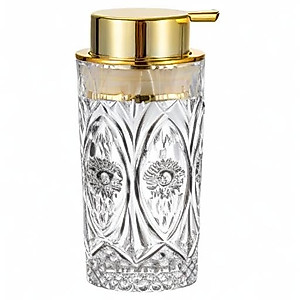 LEICURACE Glass Foaming Hand Soap Dispenser,Foaming Soap Dispenser for Bathroom,Clear Soap Dispenser with Pump (Sun Patteren)