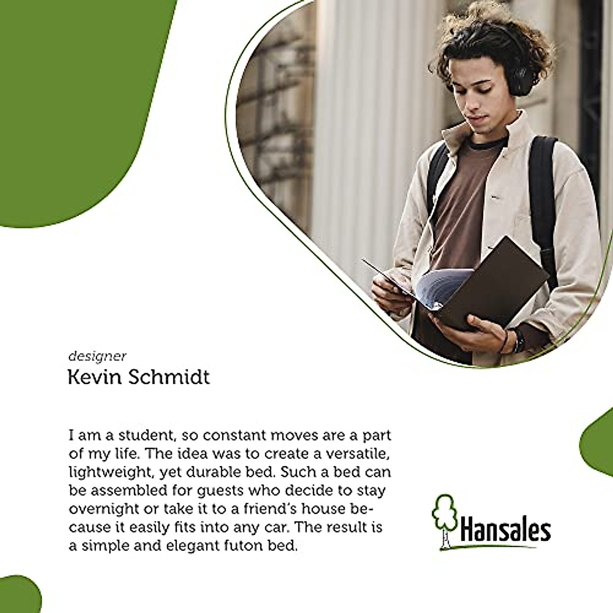 Hansales Bed Frame Lisette Full Size 54″ with Bed Slats - Light Wooden Platform Withstands up to 550 lbs - from Natural Solid Birch Hardwood FSC - Made in Europe - Japanese Style - Without Headboard