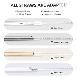 Hiware Straw Cleaner Brush Set, 8-Piece Long Cleaning Brush for Straws on Tumbler, Water Bottle, Sippy Cup, and Pipes, Tubes or Hummingbird Feeders