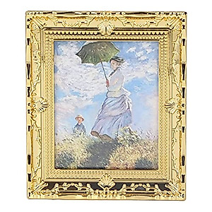 CUTULAMO Miniatures Oil Painting, Exquisite Acrylic Beautiful Miniatures Art Painting High Light Transmission for Girls for 1:12 Miniature Doll House(Umbrella Girl)