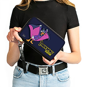 Buckle-Down Women's PU Zip Around Wallet Rectangle-Darkwing Duck, 7.5"x4.5"