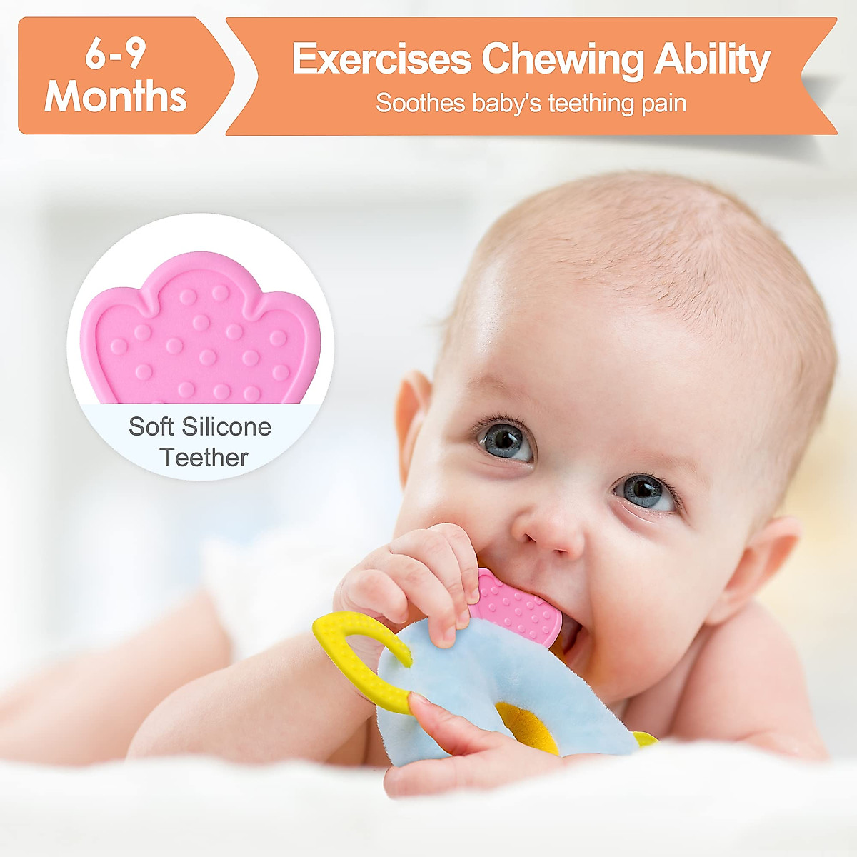 iPlay, iLearn Baby Plush Stacking Toys Set, Infant Soft Ring Stacker, Toddler Sensory Developmental Rattles, Newborn Duck Stuffed Animal, Birthday Easter Gift for 3 6 9 12 18 Month 1 Year Old Boy Girl