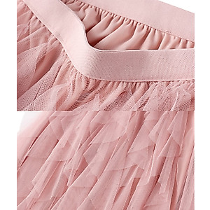 Femiserah Women's Long Rainbow A Line Tulle Tutu Skirts Tiered Skirt Petticoat（One Size, Tulle Pink