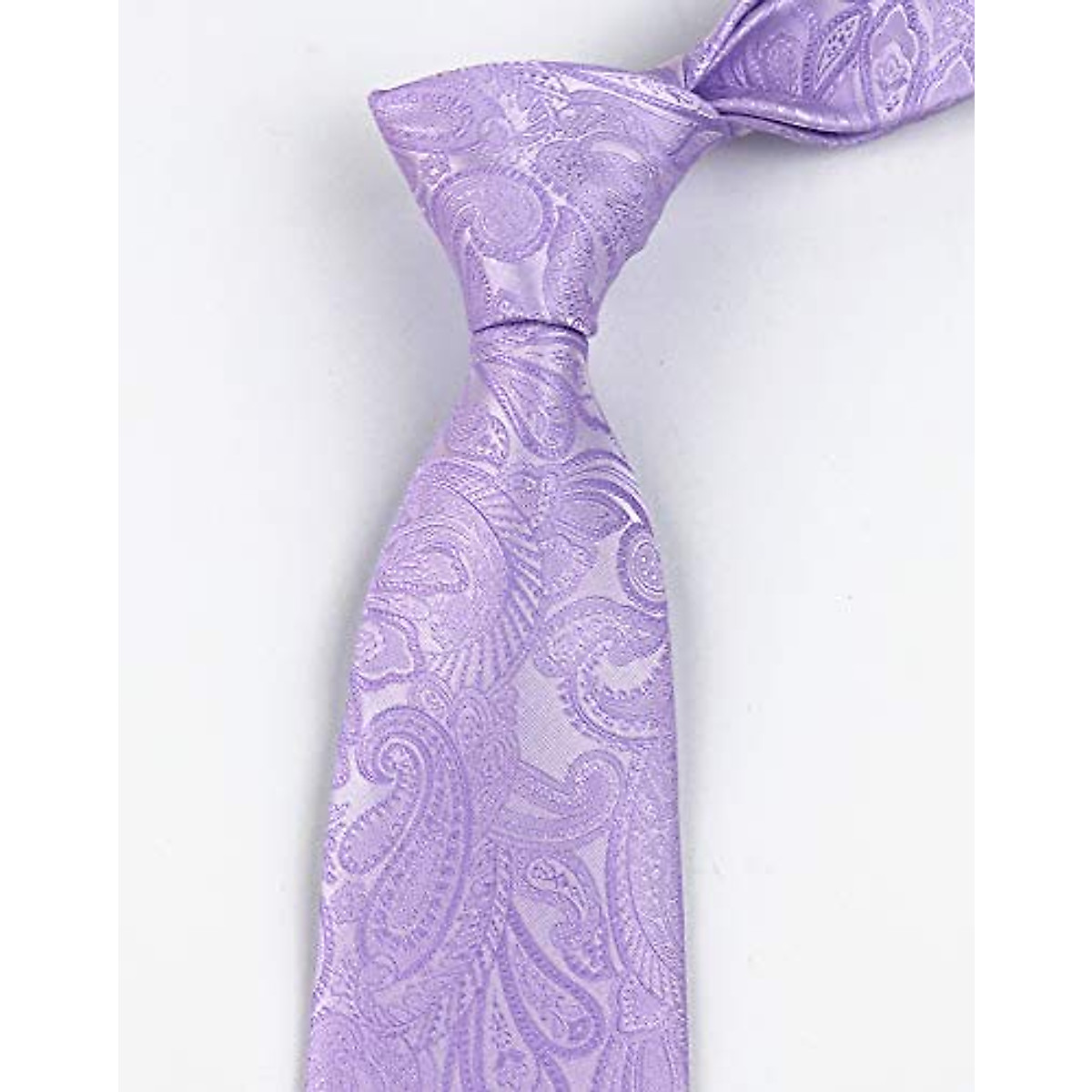 Men's Silk Purple Ties Paisley Pattern 3.15" Width Dress Lavender Summer Necktie
