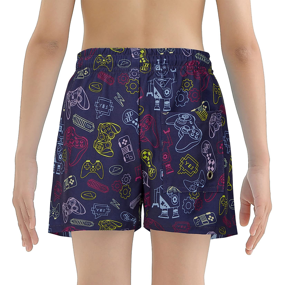 Century Star Boys Swim Trunks with Compression Liner Quick Dry Boys Bathing Suit Toddler Swim Trunks Beach Board Shorts Swimwear Games Console 10-12 Years