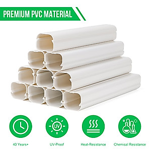 Kerykwan 3" W 13.5Ft L Mini Split AC Line Cover Kit Decorative PVC Tubing Pipe Cover Set for Center Air Conditioner&Heat Pumps Systems