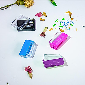 BAZIC Products Dual Blades Square Sharpener w/Receptacle (4/Pack), Red/Green/Blue/Black