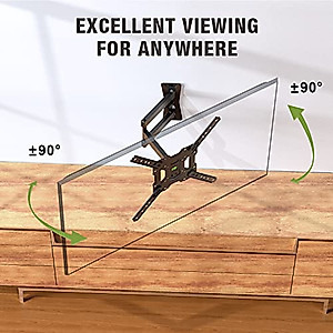 USX MOUNT Full Motion TV Mount, Swivel Articulating Tilt TV Wall Mount for 26-55" LED, OLED, 4K TVs, TV Bracket Wall Mount with VESA 400x400mm Up to 60lbs, Perfect Center Design -XMM006-1