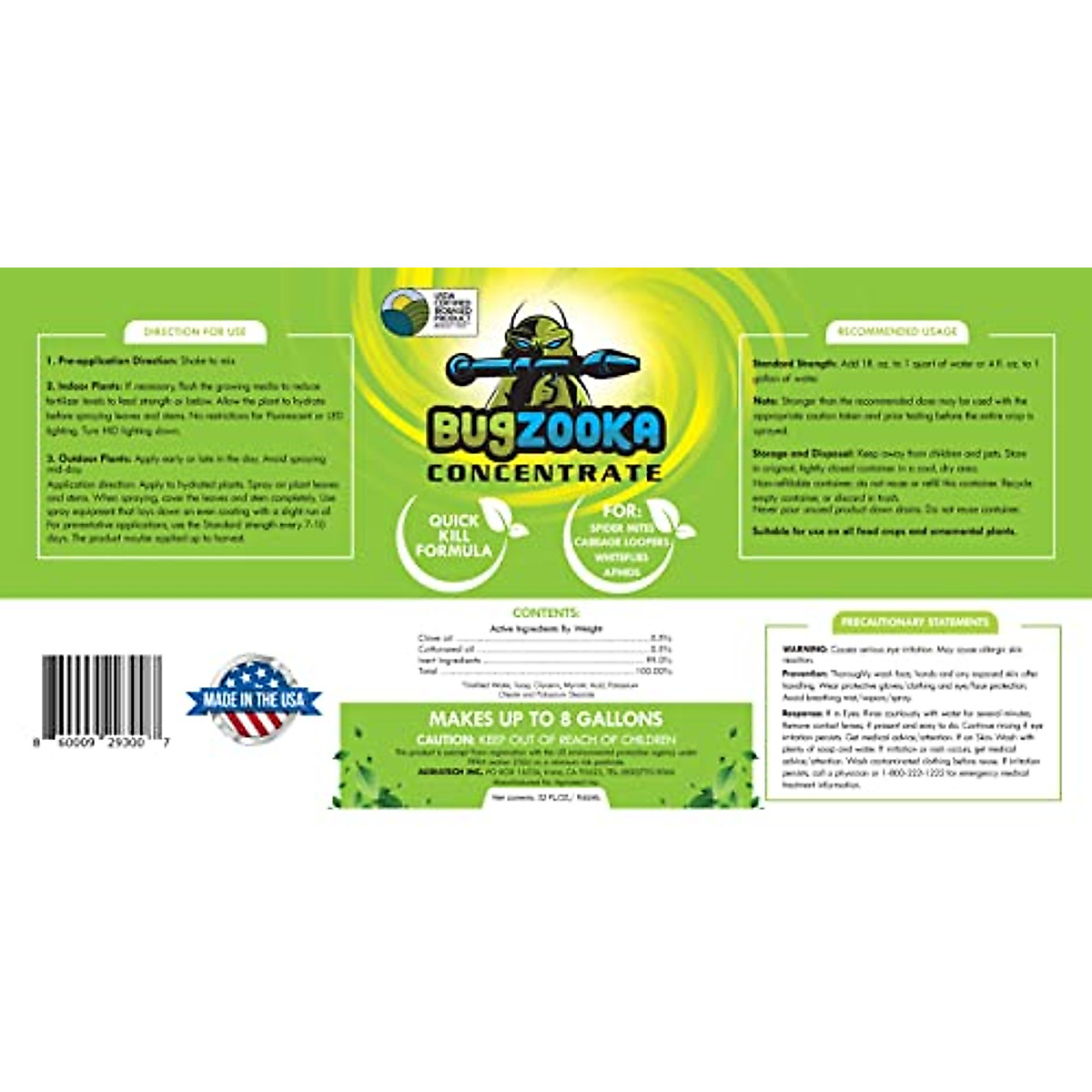 BugZooka's 32oz Spider Mite Killer, Super Concentrated, Spider Repellent, All-in-One Natural Insecticide, Miticide, Pesticide, Fungicide, 100% USDA & Lab Certified, Essential Oils, Made in USA (32 oz)